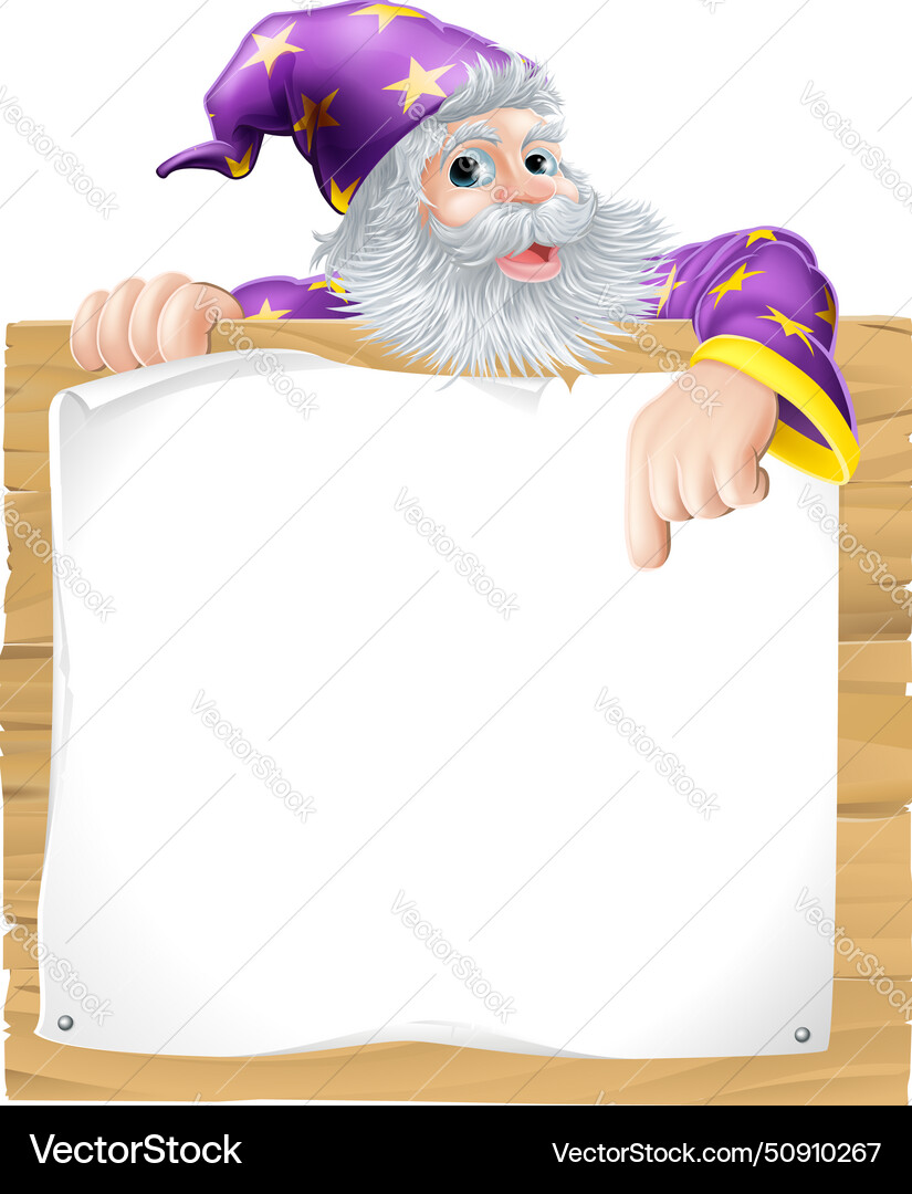 Wizard character sign Royalty Free Vector Image