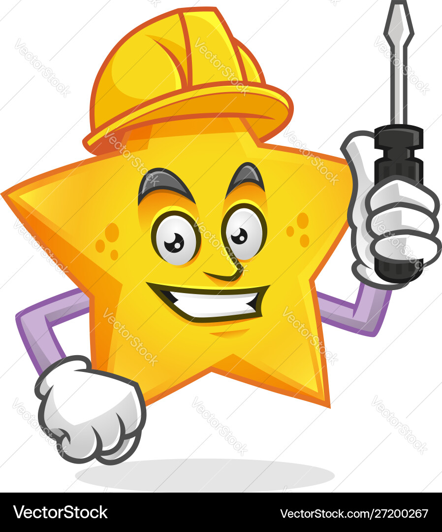 Worker star character design or mascot Royalty Free Vector