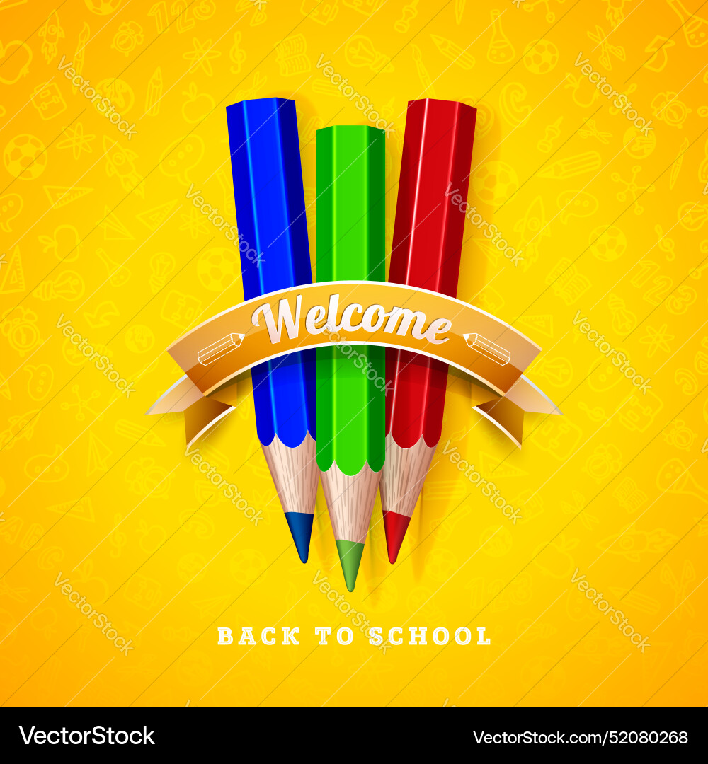 Back to school design with colorful pencil Vector Image