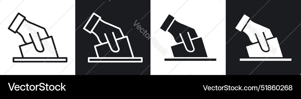Ballot liner and solid icon set in black color Vector Image