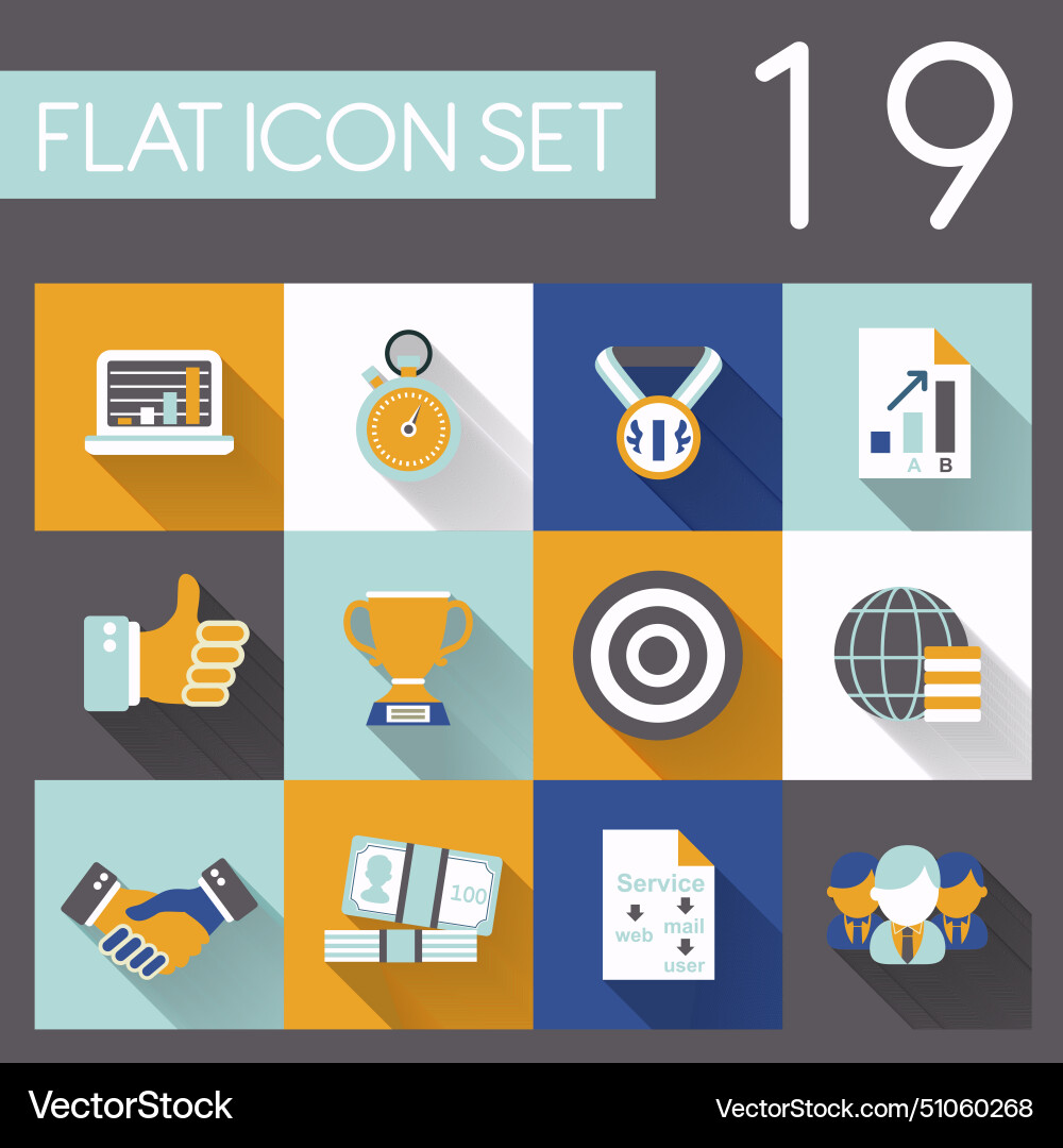 Business and success icon set Royalty Free Vector Image