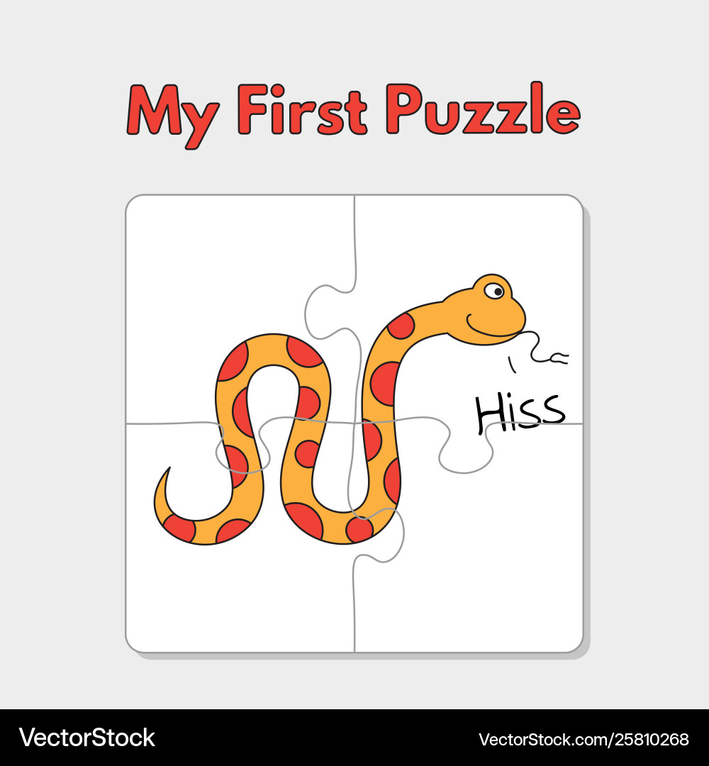 Cartoon snake puzzle template for children Vector Image