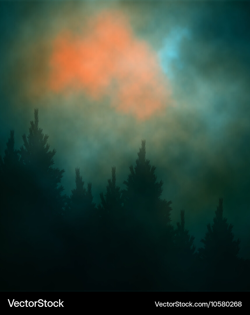 Dark Forest Sunset Royalty Free Vector Image - VectorStock