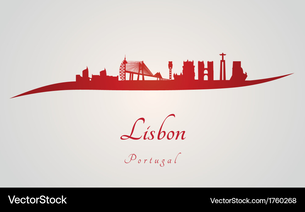 Lisbon Skyline Silhouette Royalty Free Vector Image