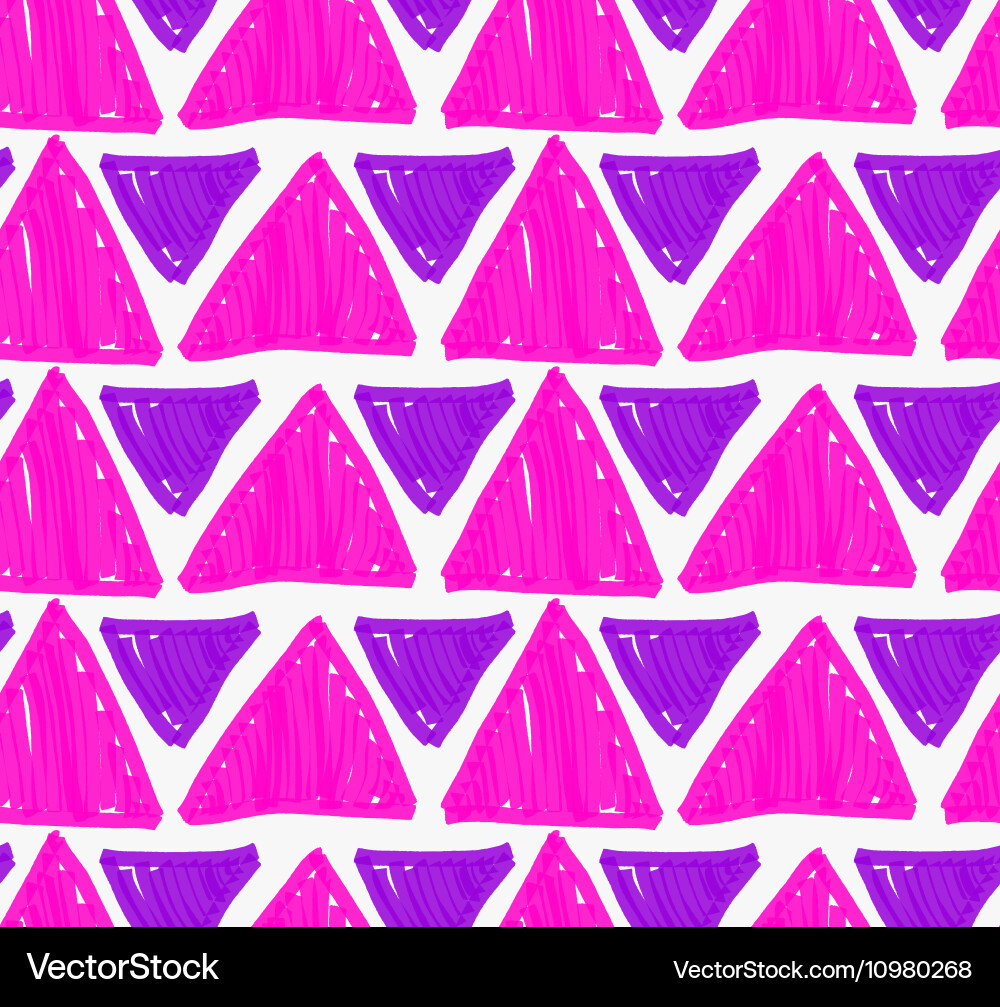 Marker drawn purple big and small triangles Vector Image