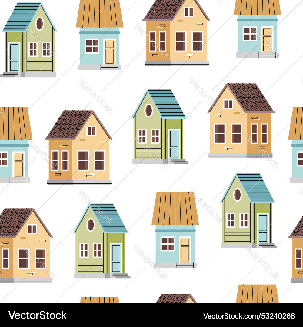 Seamless pattern with cute colorful houses Vector Image