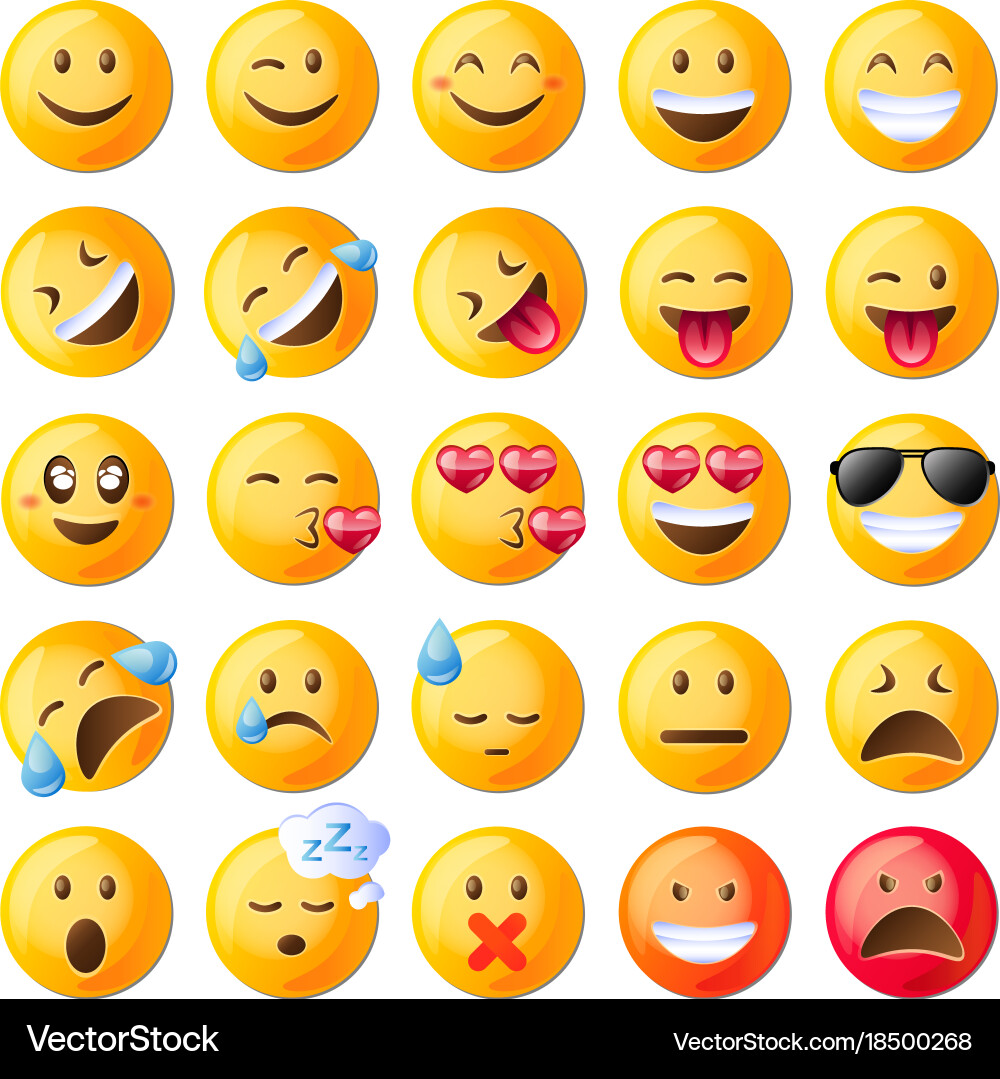Set of cute emoticons emoji Royalty Free Vector Image
