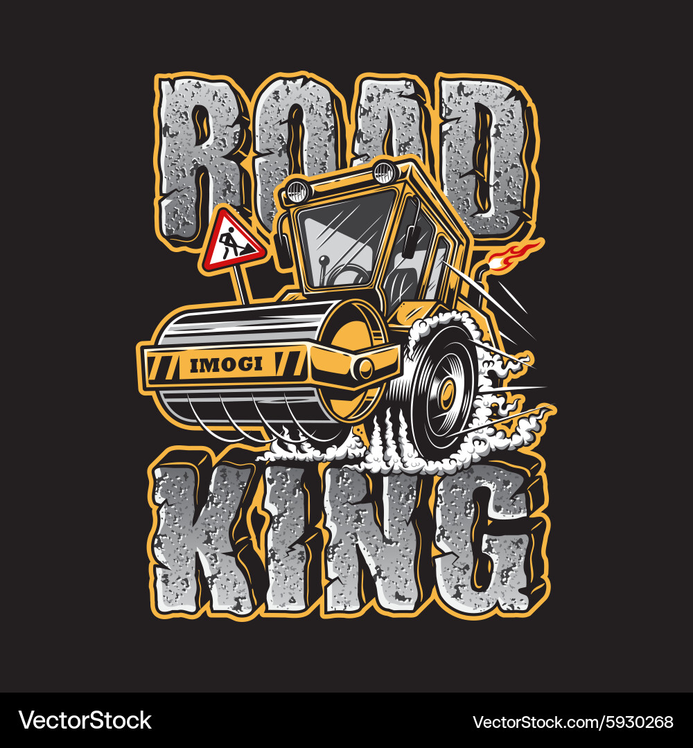 Steamroller with stone Royalty Free Vector Image