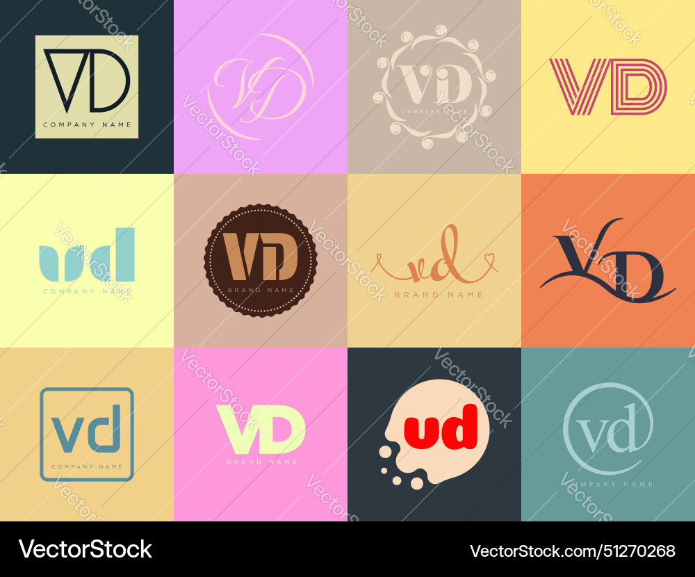 Vd logo company template letter v and d logotype Vector Image