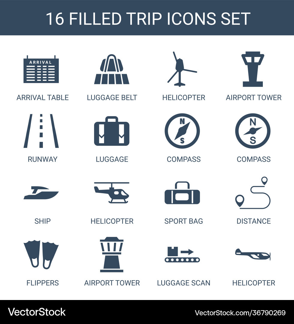 16 trip icons Royalty Free Vector Image - VectorStock