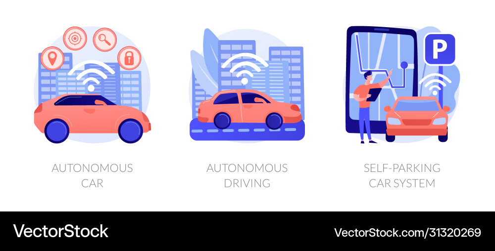 Autonomous transport concept metaphors Royalty Free Vector