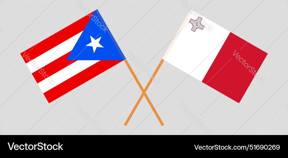 Crossed flags of puerto rico and malta official Vector Image