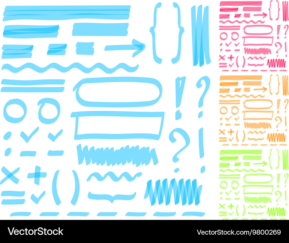 Hand drawing highlighter elements for select Vector Image