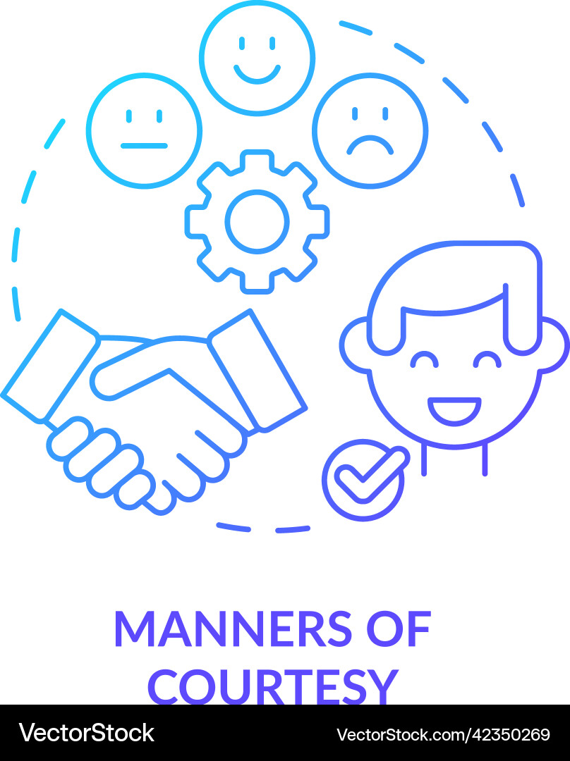 Manners of courtesy blue gradient concept icon Vector Image
