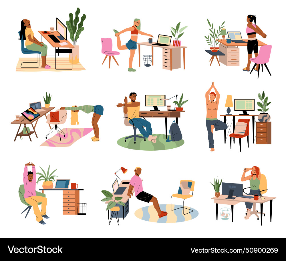 Office exercises workplace stretching employee Vector Image