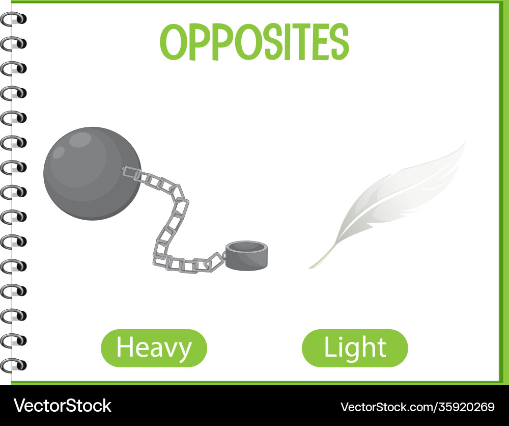 Opposite words with heavy and light Royalty Free Vector