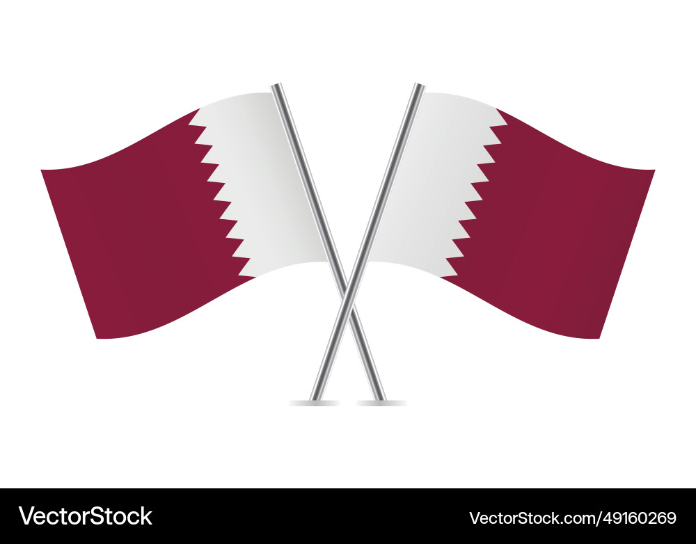 Qatar crossed flags Royalty Free Vector Image - VectorStock