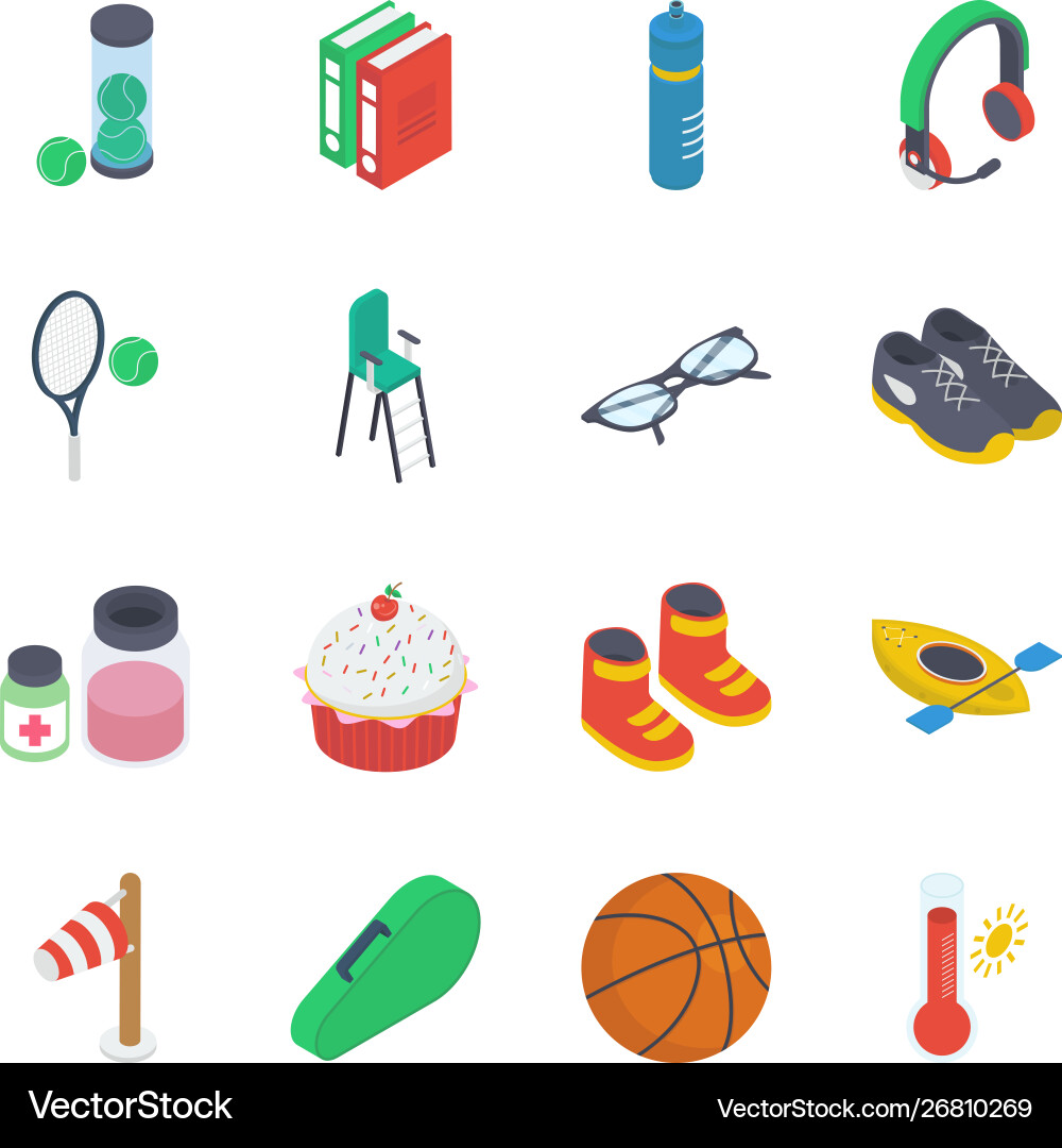 Recreational activities isometric icons pack Vector Image