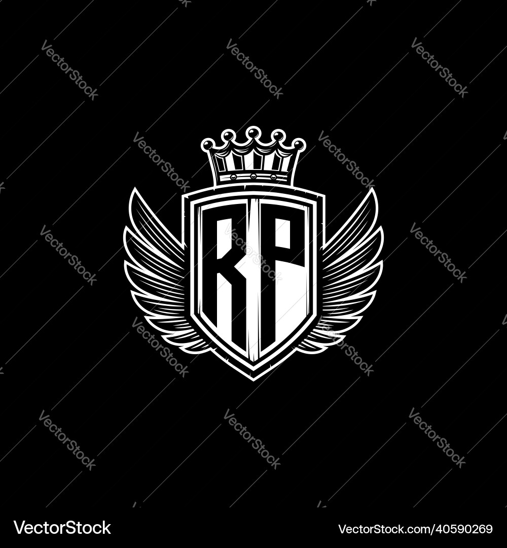 Rp logo monogram shield crown luxury design Vector Image