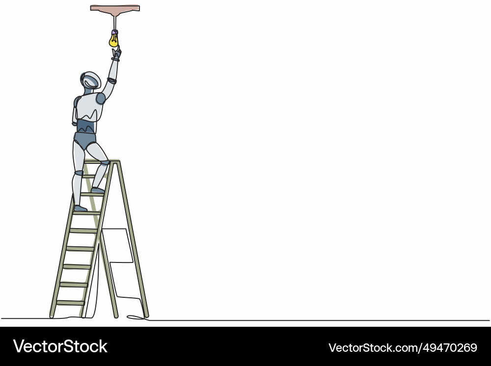 Single one line drawing robot worker electrician Vector Image