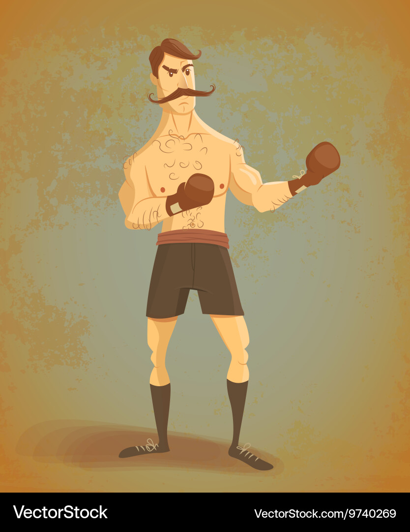Vintage boxer stands in rack Royalty Free Vector Image