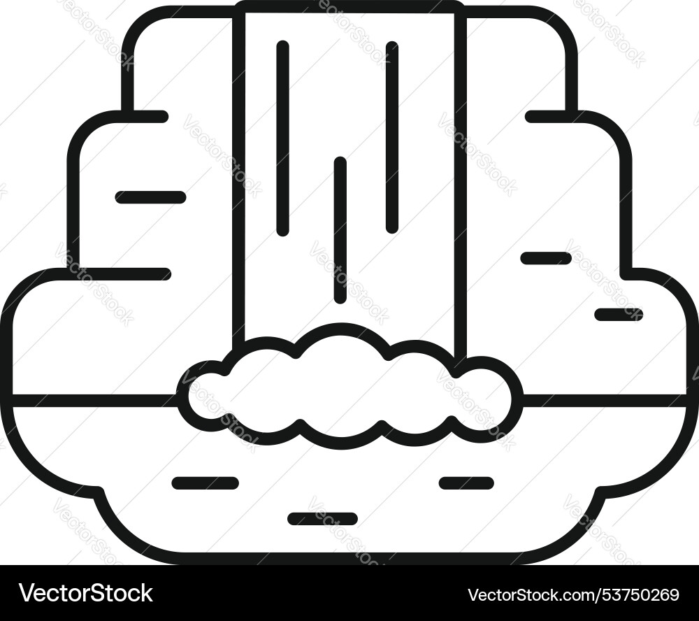 Waterfall cascade flowing into river line icon Vector Image