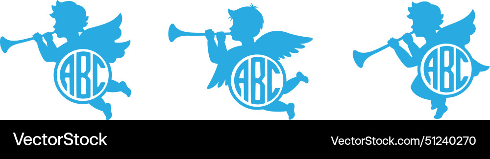 Cherubs name monograms angel Royalty Free Vector Image