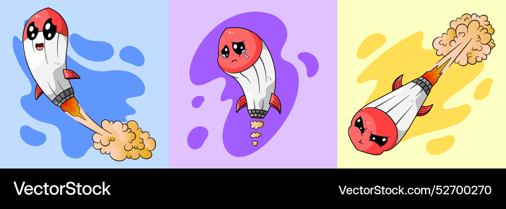 Cute cartoon rocket missiles Royalty Free Vector Image
