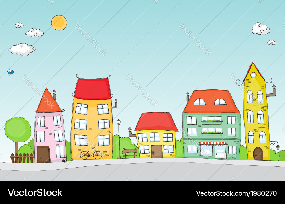 Cute street Royalty Free Vector Image - VectorStock