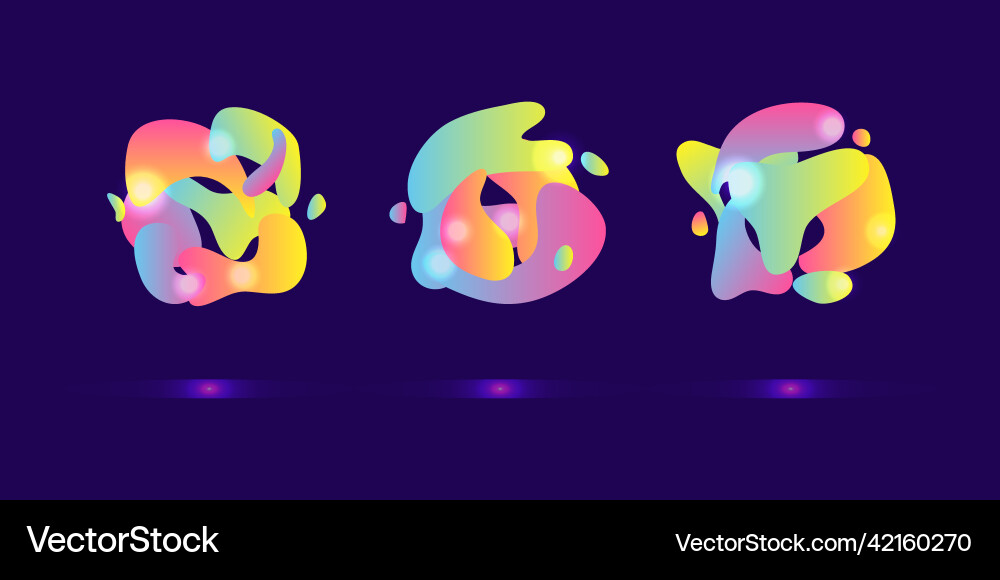 Groups of liquid gradient shapes Royalty Free Vector Image