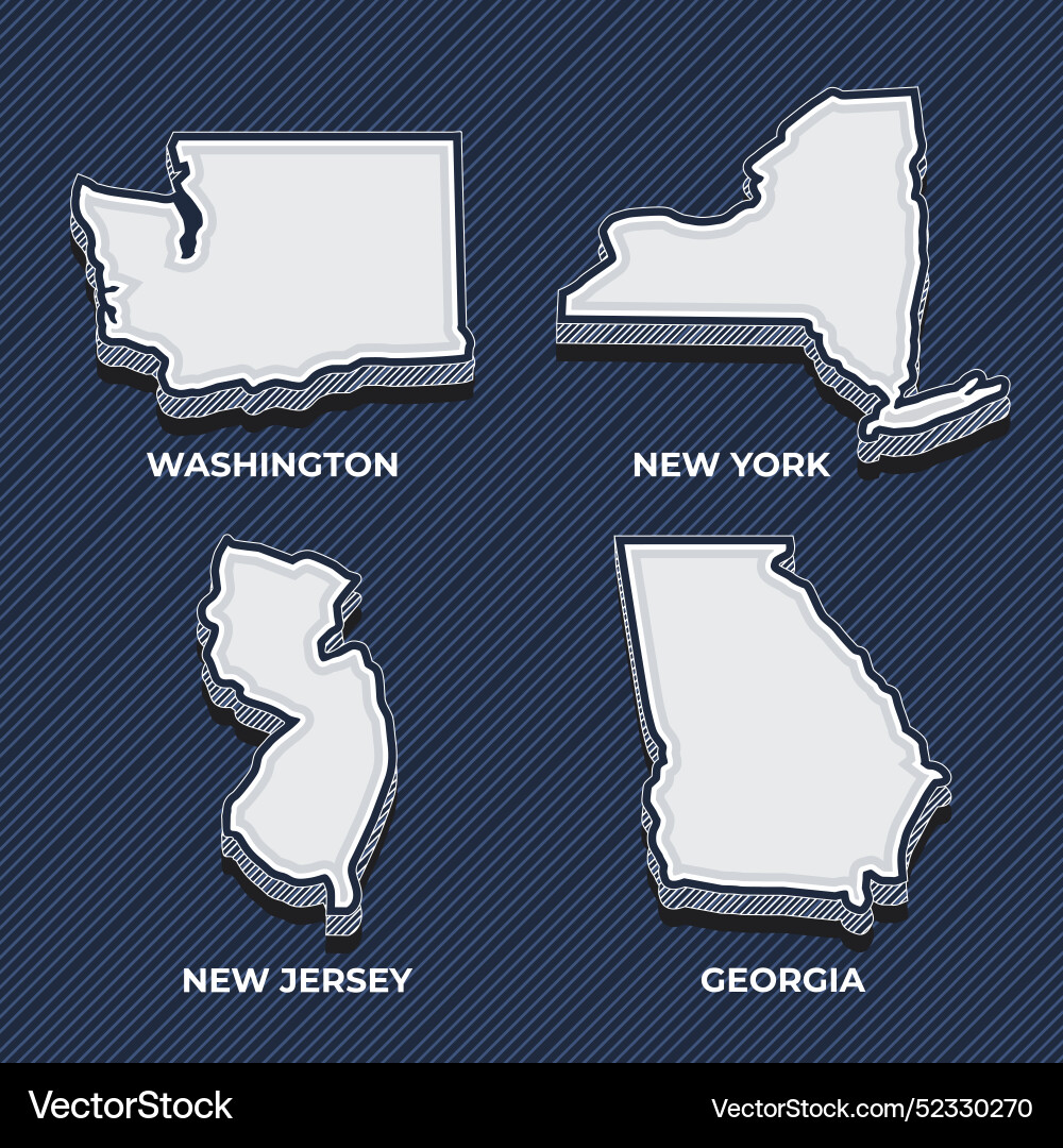 Hand drawn usa states outline map Royalty Free Vector Image
