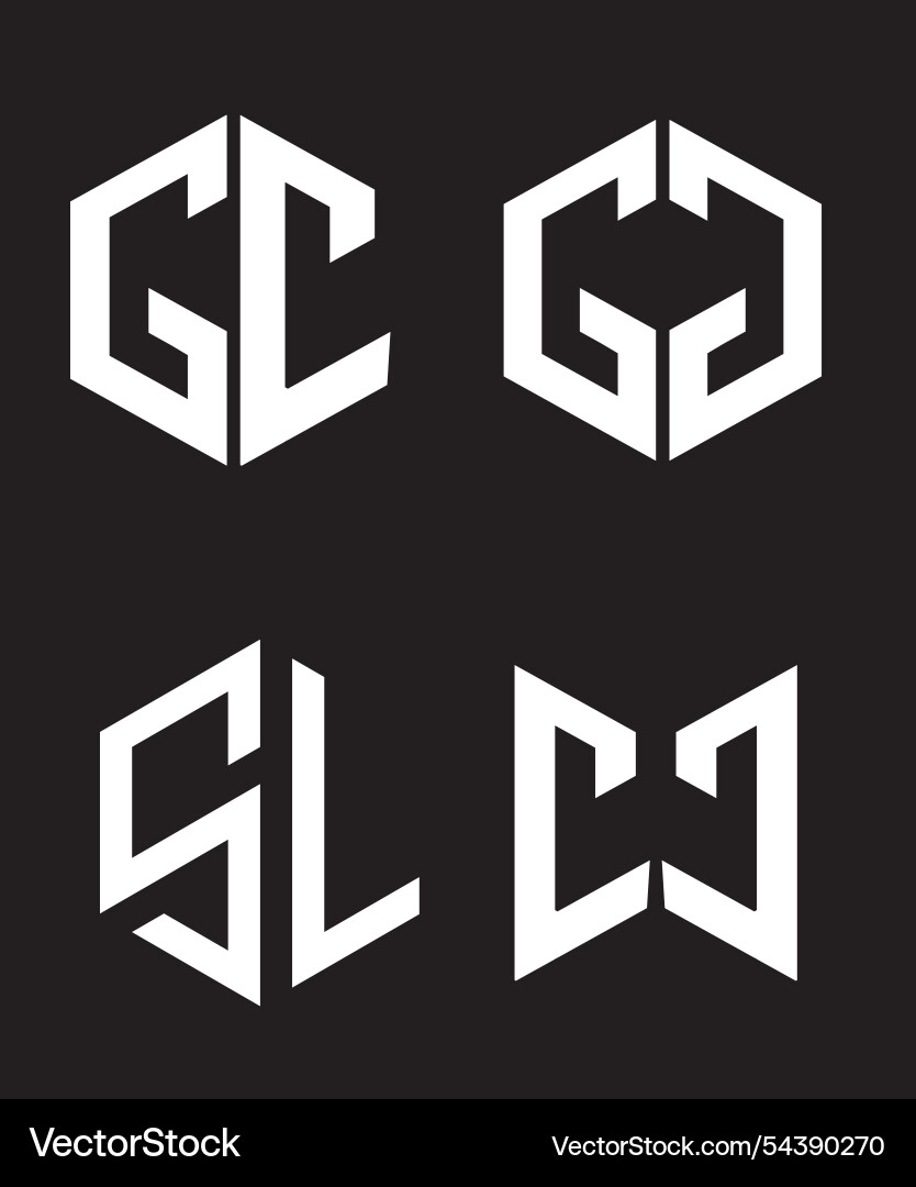 Initial letter grid logos abstract set Royalty Free Vector