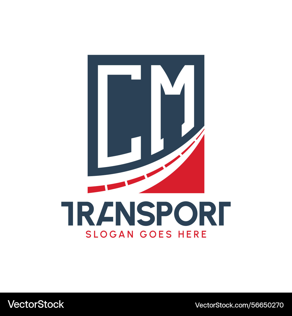 Letter cm transport logo design modern road Vector Image