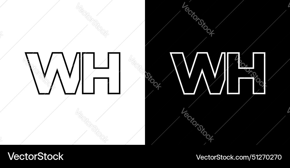 Letter w and h wh logo design template minimal Vector Image