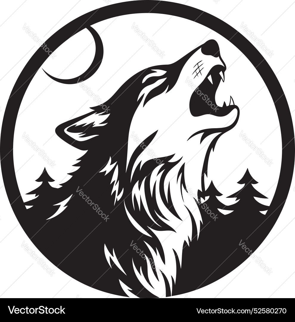 Nightcry black logo design for moonlit howl Vector Image
