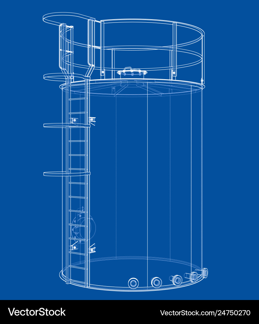 Oil tank outline rendering 3d Royalty Free Vector Image