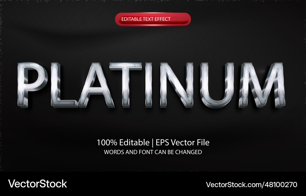 Platinum Chrome 3D Text Effect Royalty Free Vector Image