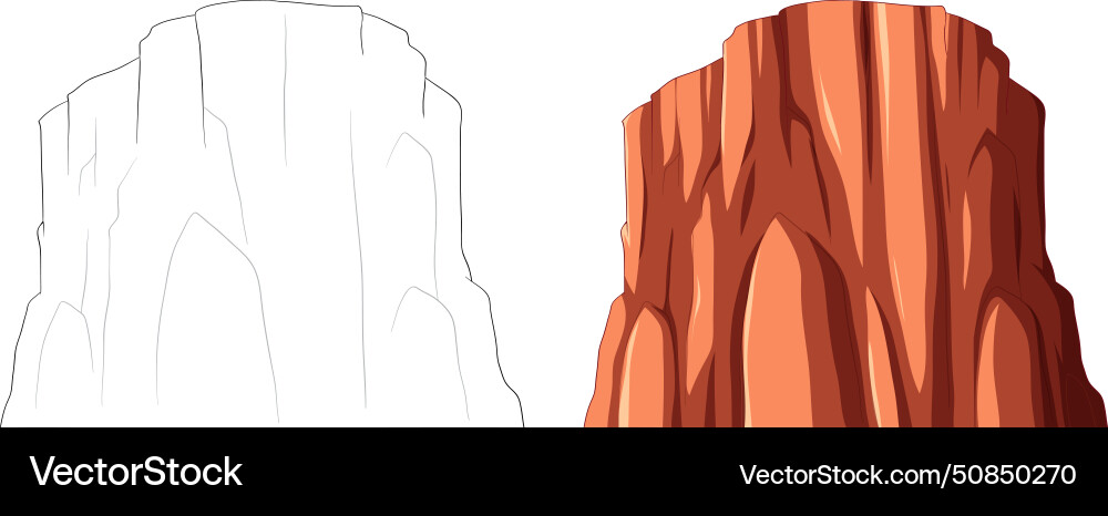 Stylized art of a red rock formation Royalty Free Vector
