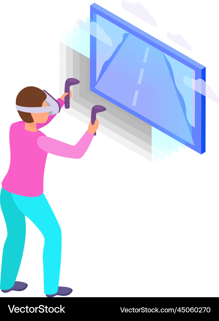 Vr game playing composition Royalty Free Vector Image