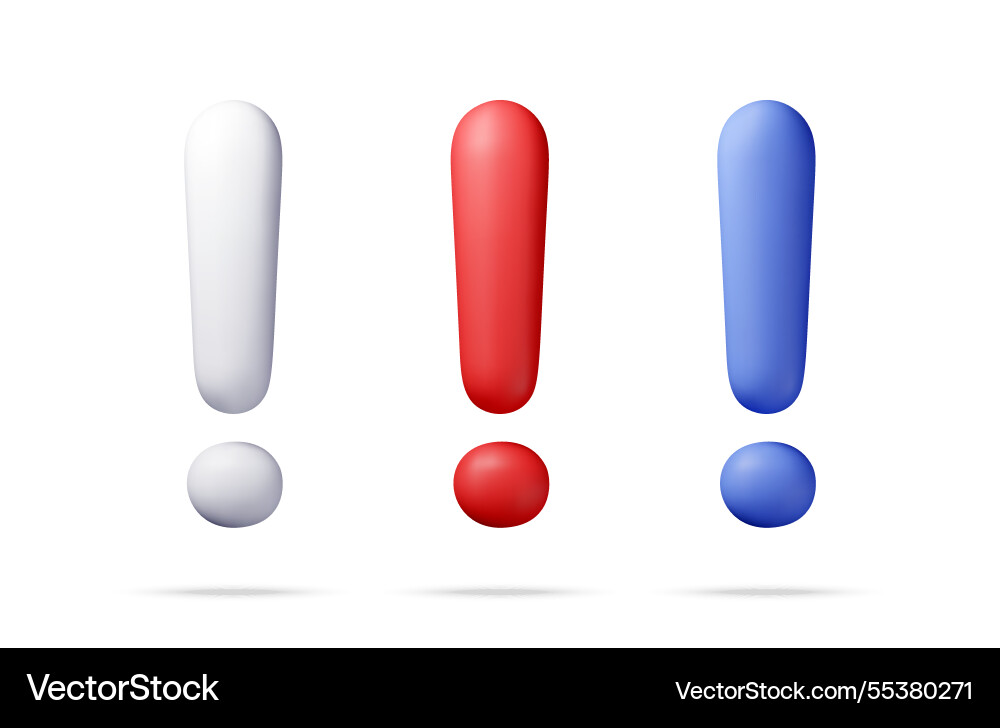 3D Exclamation Mark Isolated Royalty Free Vector Image