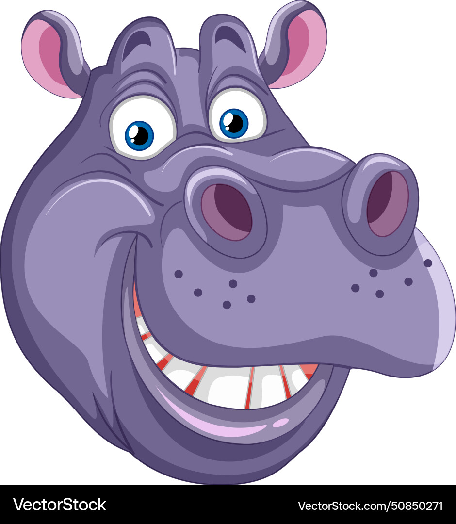 A smiling hippo face Royalty Free Vector Image