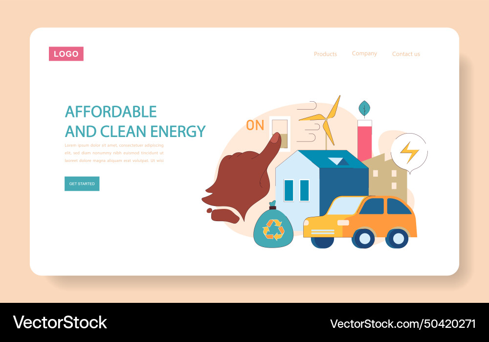 Affordable and clean energy web or landing Vector Image