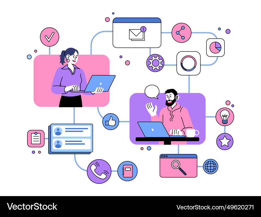 Business Workflow & Laptop Work Royalty Free Vector