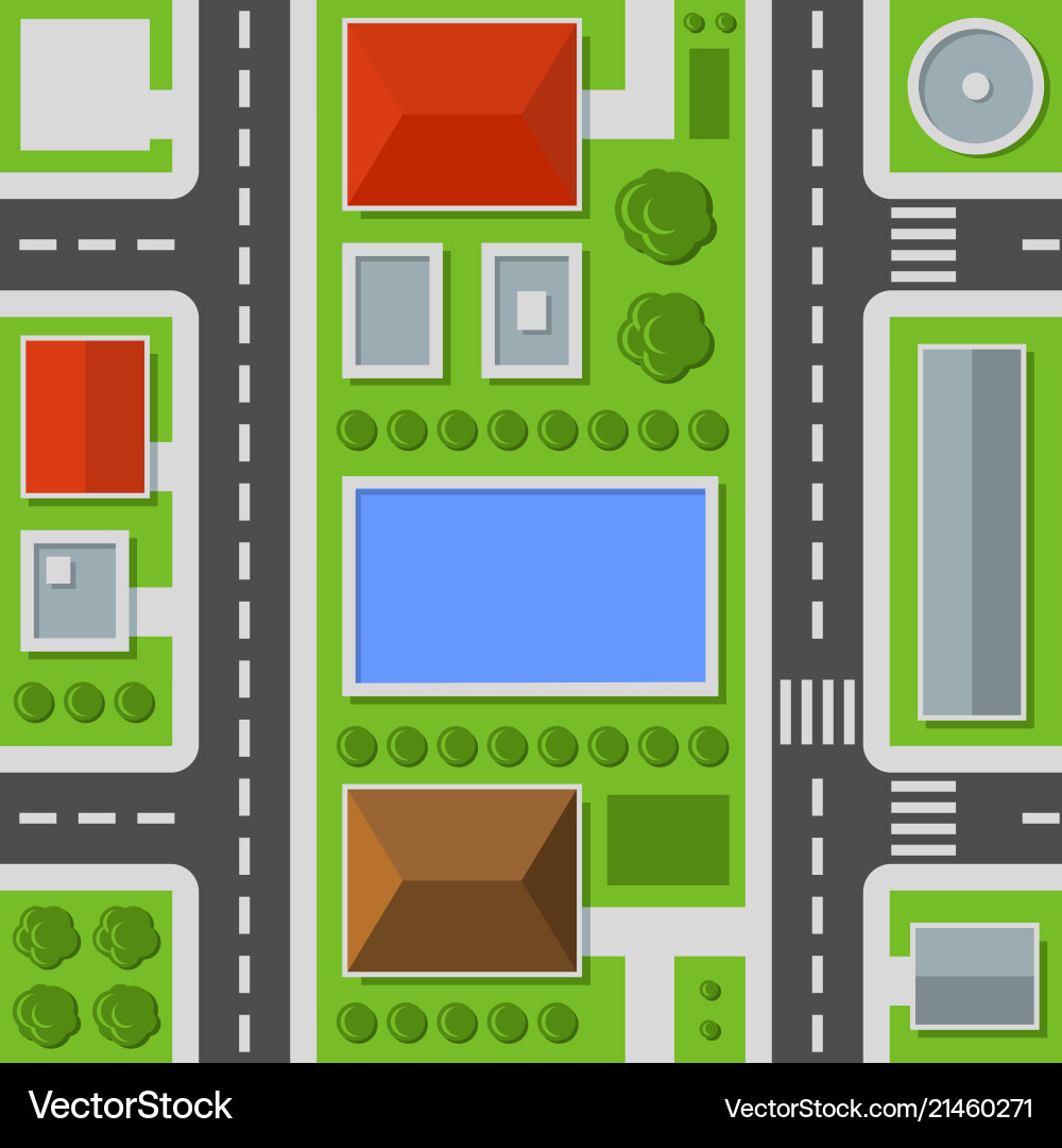 City top view town map seamless pattern Royalty Free Vector