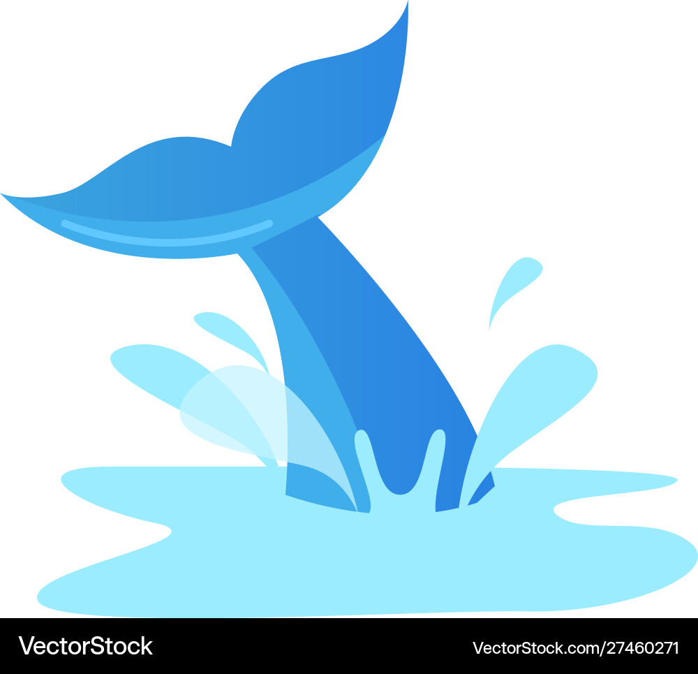 Dolphin tail out water with splashing Royalty Free Vector