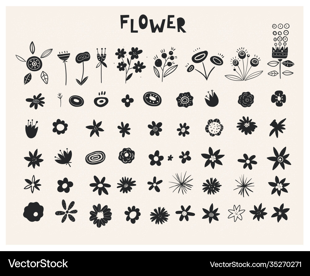 Floral Botanical Stamp Set Royalty Free Vector Image
