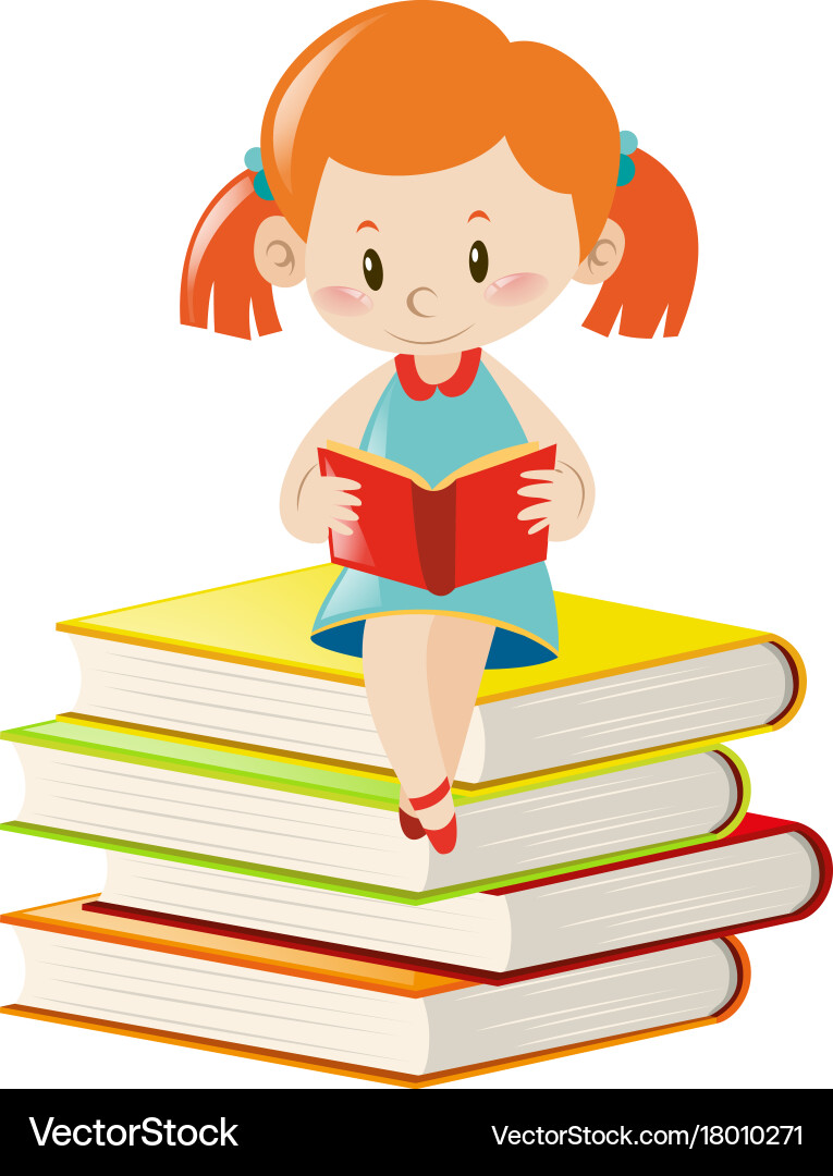 Girl reading book alone Royalty Free Vector Image