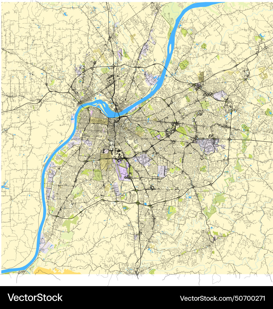 Map of louisville Royalty Free Vector Image - VectorStock