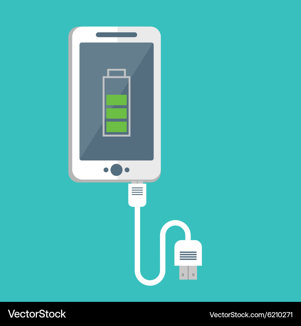 Phone Charging Icon - Flat Style Royalty Free Vector Image