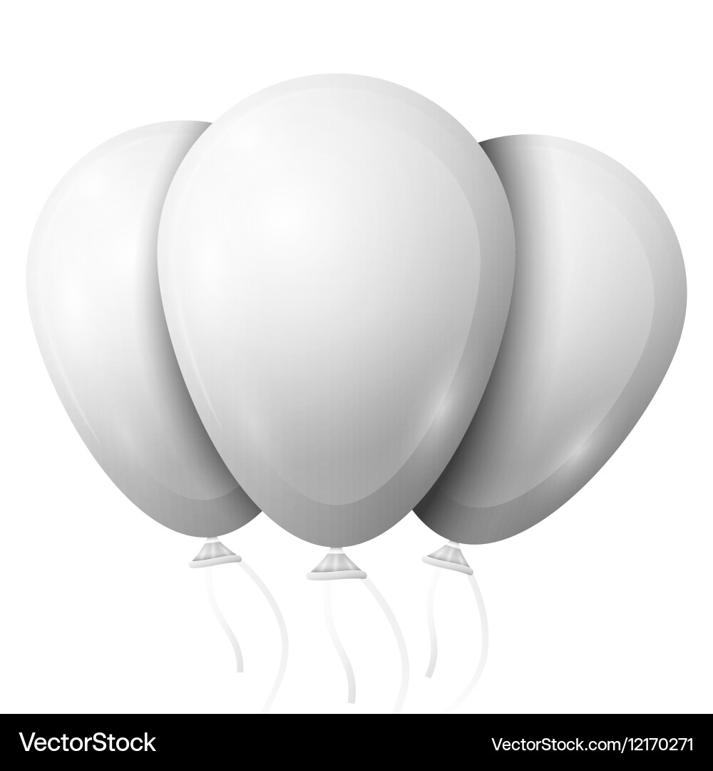 Realistic white balloons with ribbon isolated Vector Image